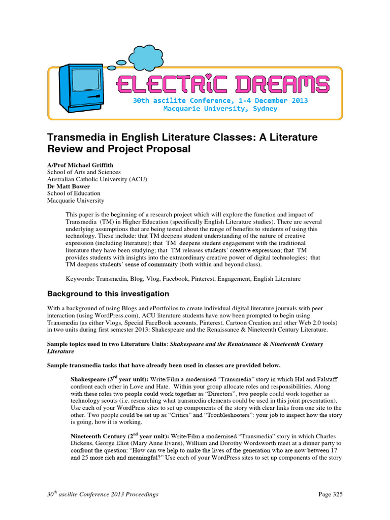 Transmedia in English Literature Classes | PDF | Teachers | Learning