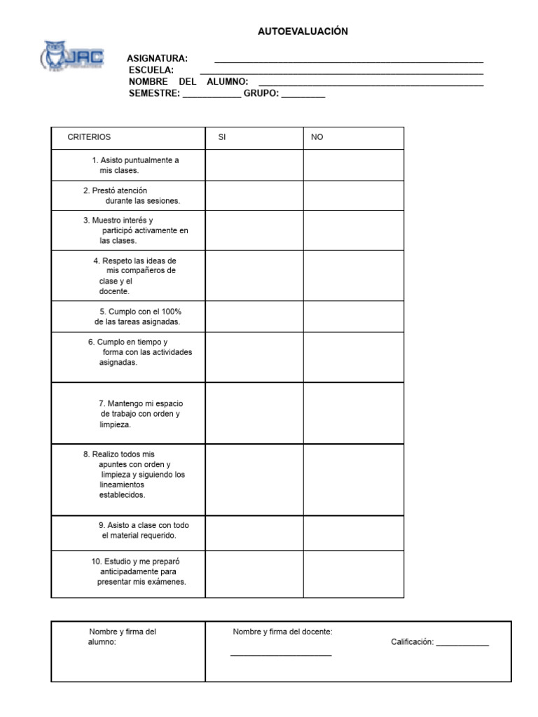AUTOEVALUACION | PDF