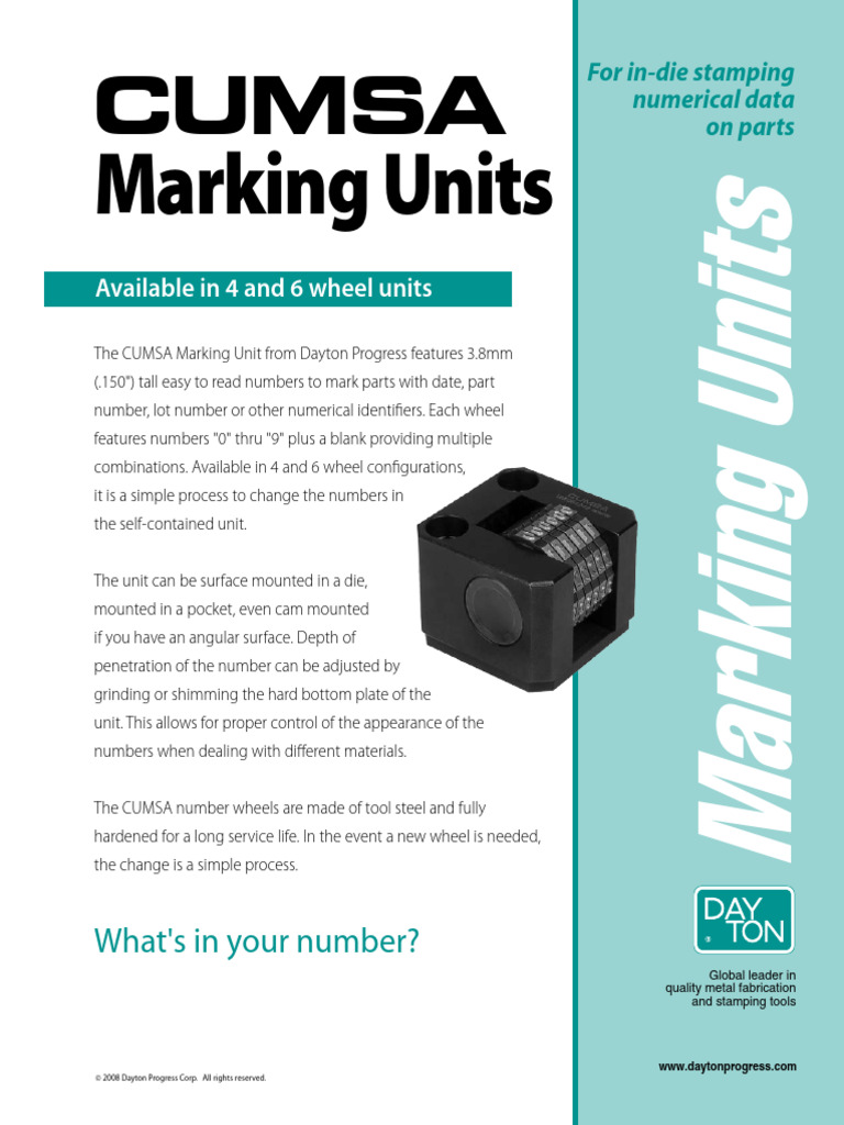 CUMSA Marking Unit for Parts Identification | PDF | Industrial ...