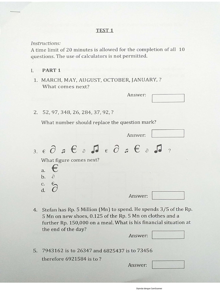 Test 4 Logical Analysis Test 20 Menit | PDF