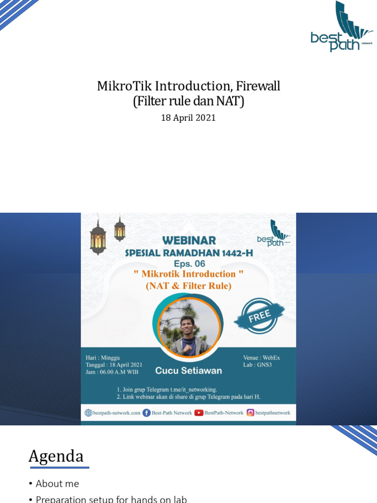 Webinar Eps06 (Mikrotik Introduction) | PDF | Router (Computing) | Firewall (Computing)