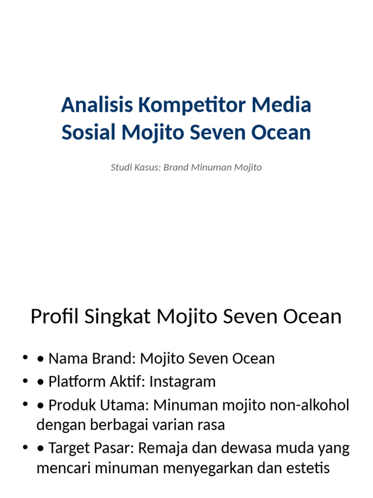 Analisis Kompetitor Mojito Seven Ocean | PDF