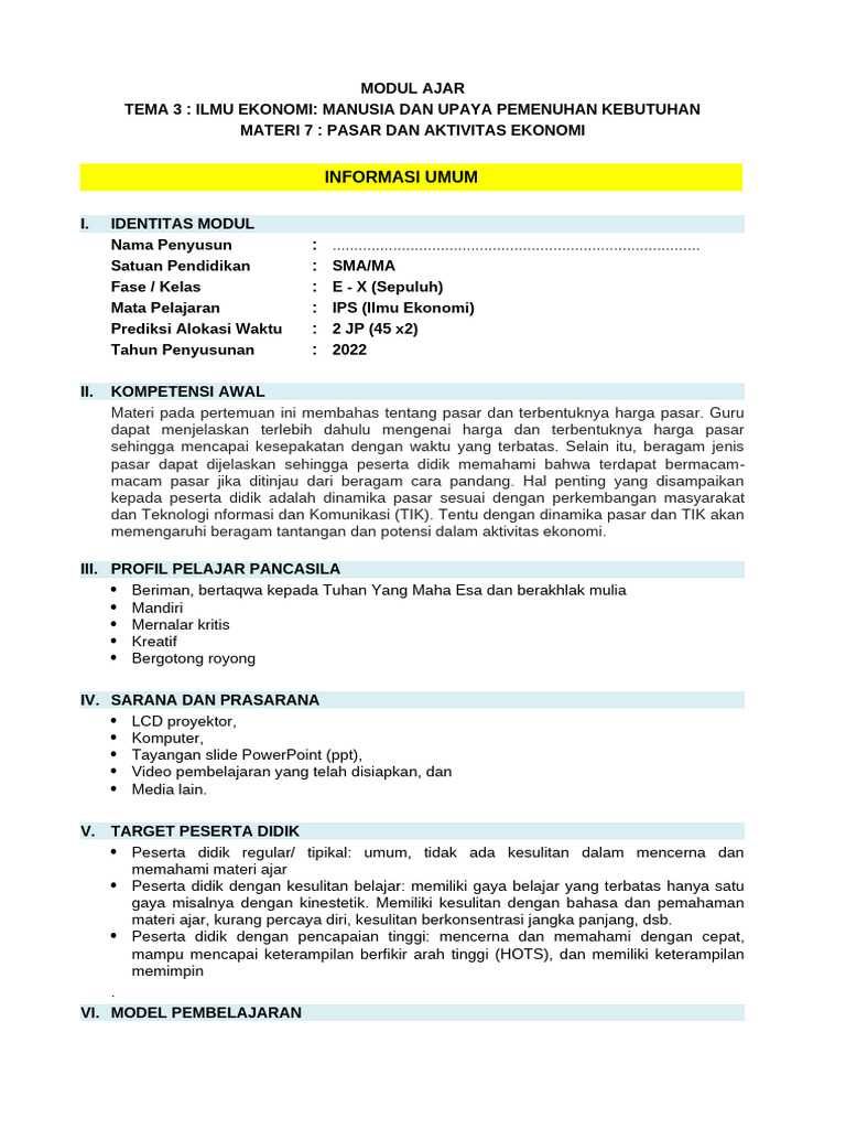 Materi 7 - Pasar Dan Aktivitas Ekonomi | PDF