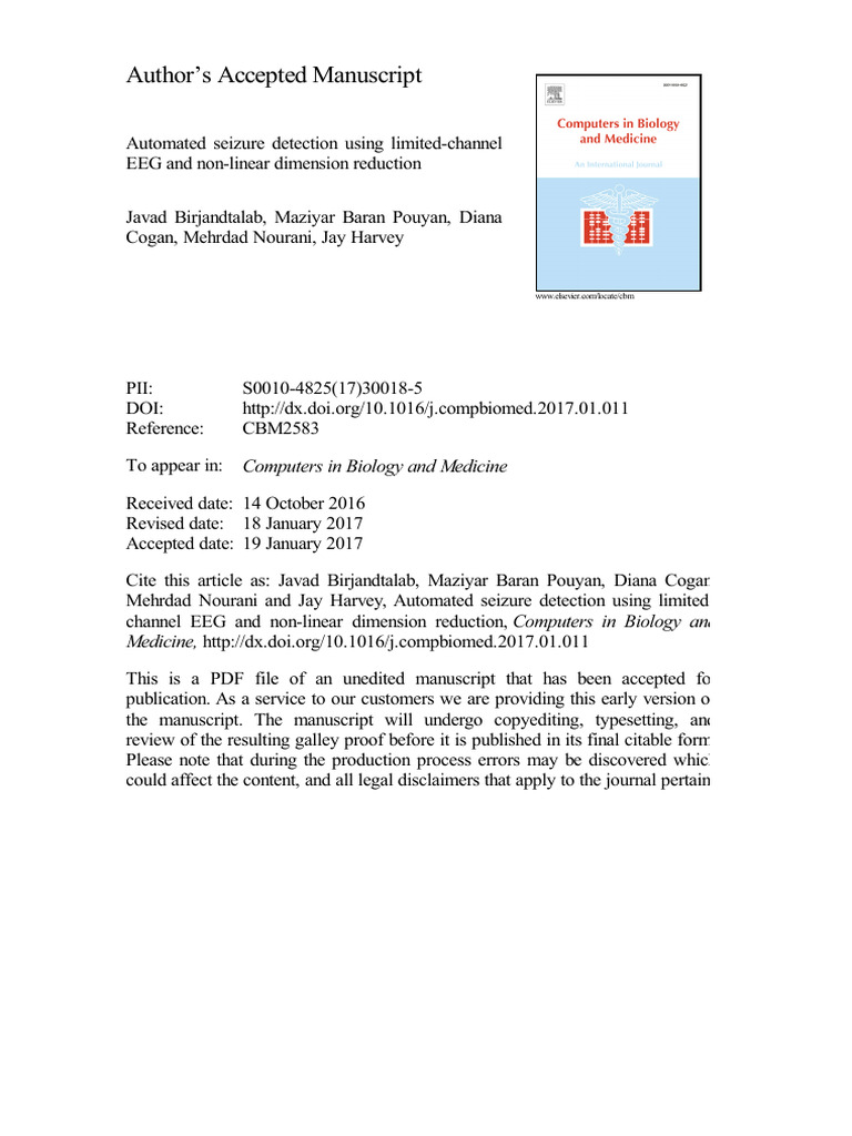 Automated Seizure Detection Using Limited-Channel | PDF | Electroencephalography | Principal ...