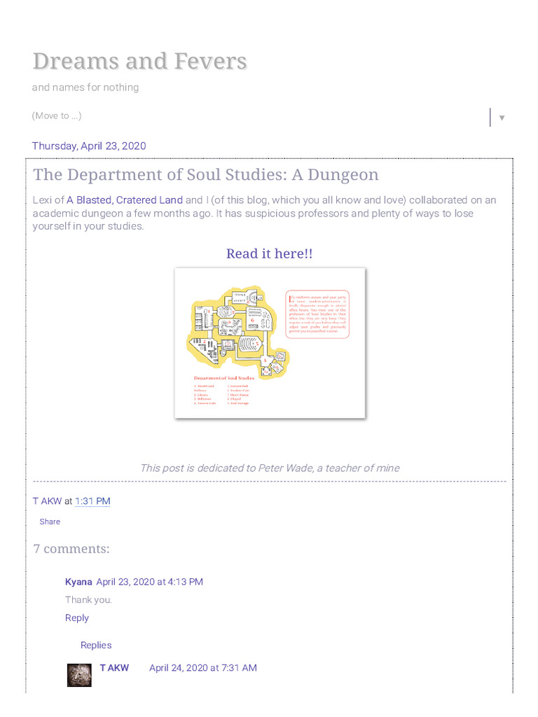 Dreams and Fevers - The Department of Soul Studies - A Dungeon | PDF