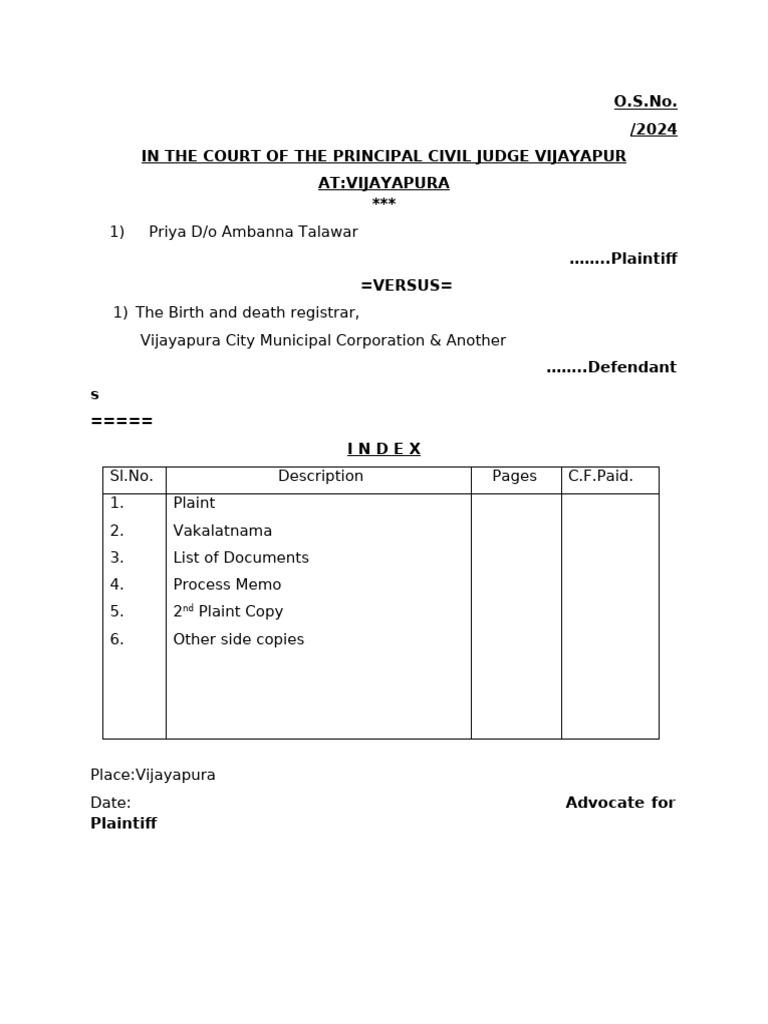 O.S. - 2024 Priya Talwar Final | PDF | Lawsuit | Birth Certificate