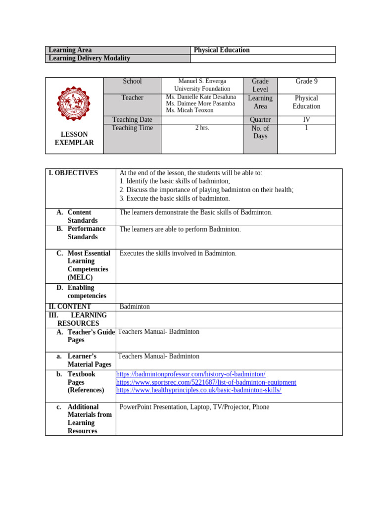 Lesson Plan Desaluna Pasamba Teoxon | PDF | Learning