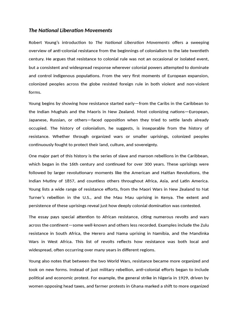 The National Liberation Movements | PDF | Frantz Fanon | Decolonization
