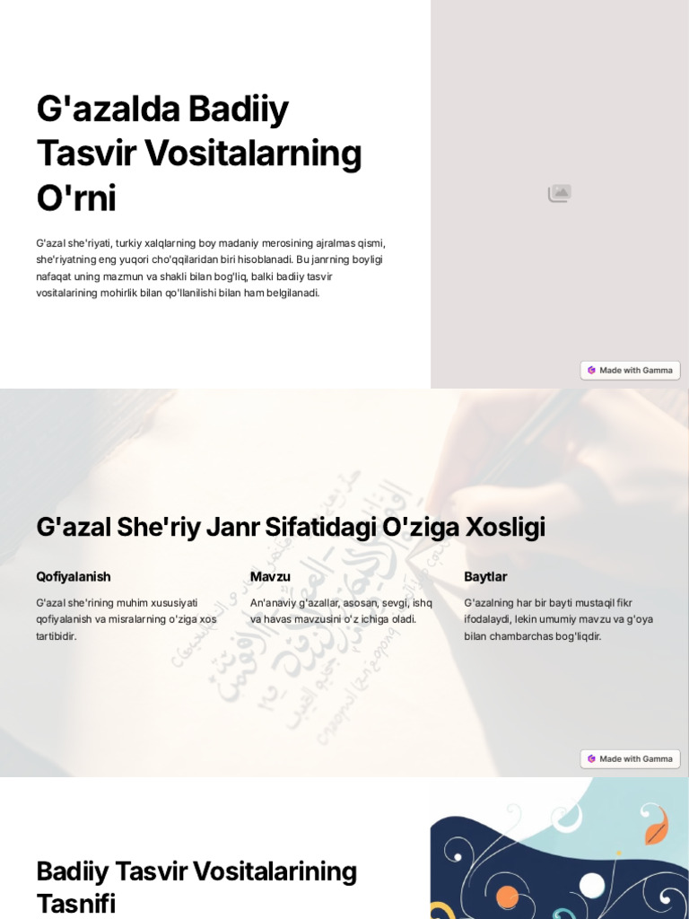 Gazalda Badiiy Tasvir Vositalarning Orni | PDF