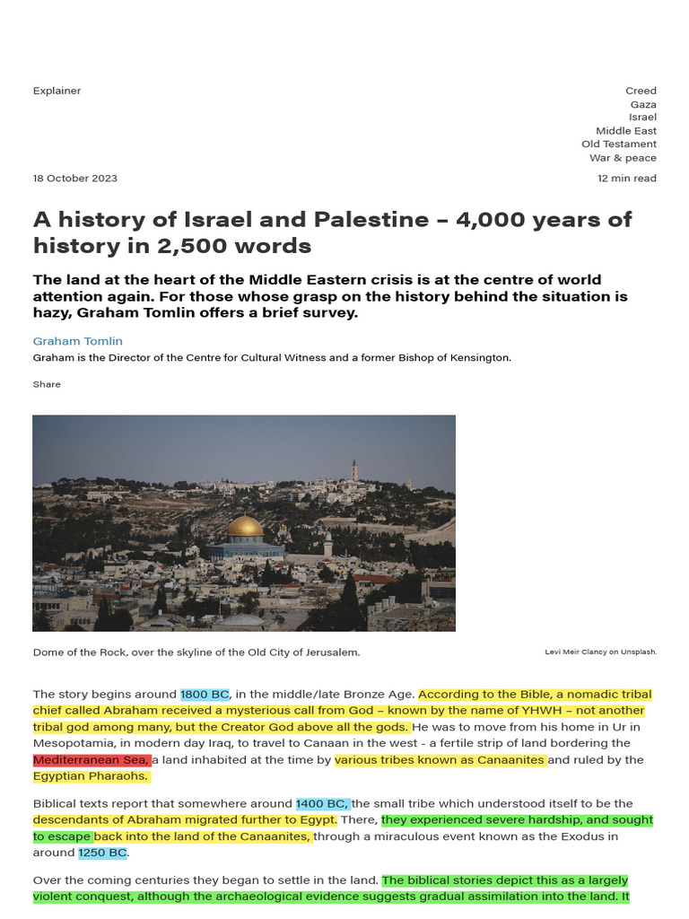 4,000 Years of Israel-Palestine History | PDF | Israel | World Politics