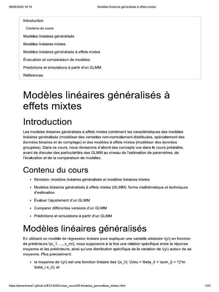 GLMM Cours | PDF