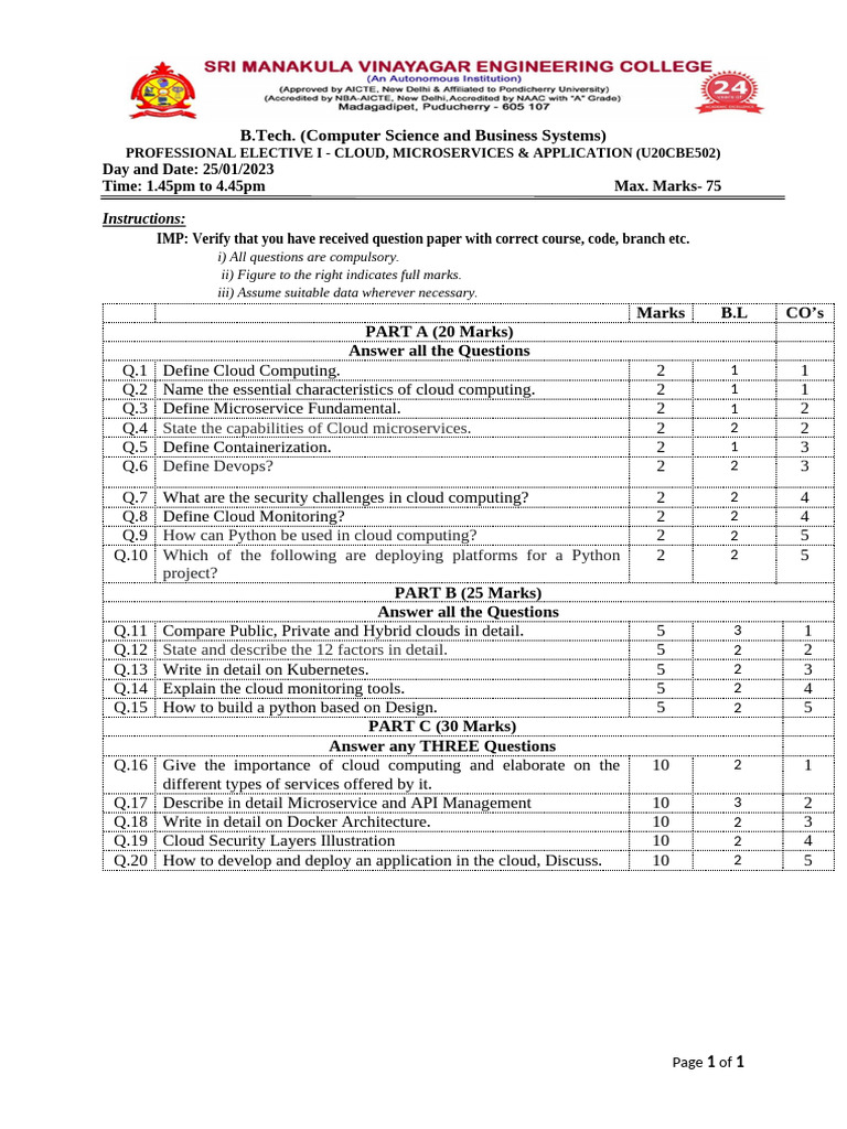 U20cbe502 Cloud, Microservices & Application | PDF | Cloud Computing | Computing