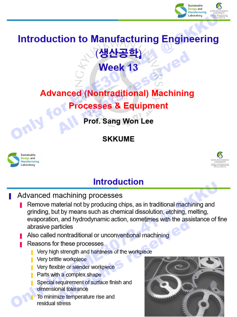 MFG - Week13-Nontraditional Process-Watermark | PDF | Machining | Materials