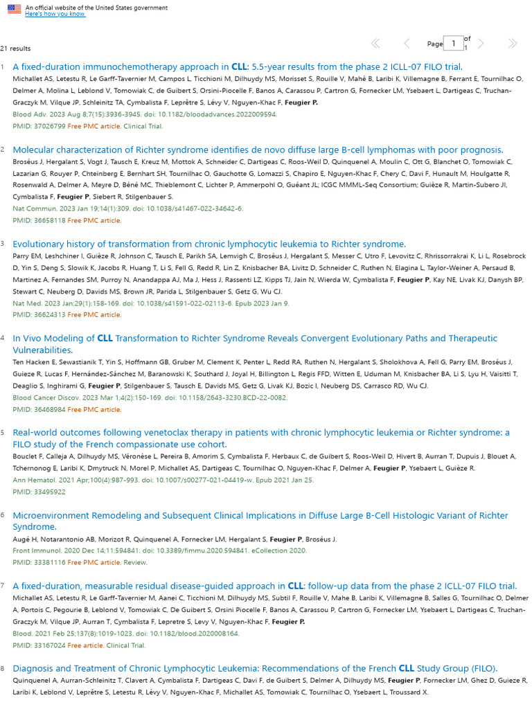 Pierre FEUGIER CLL - Search Results - PubMed | PDF | Leukemia | Cancer