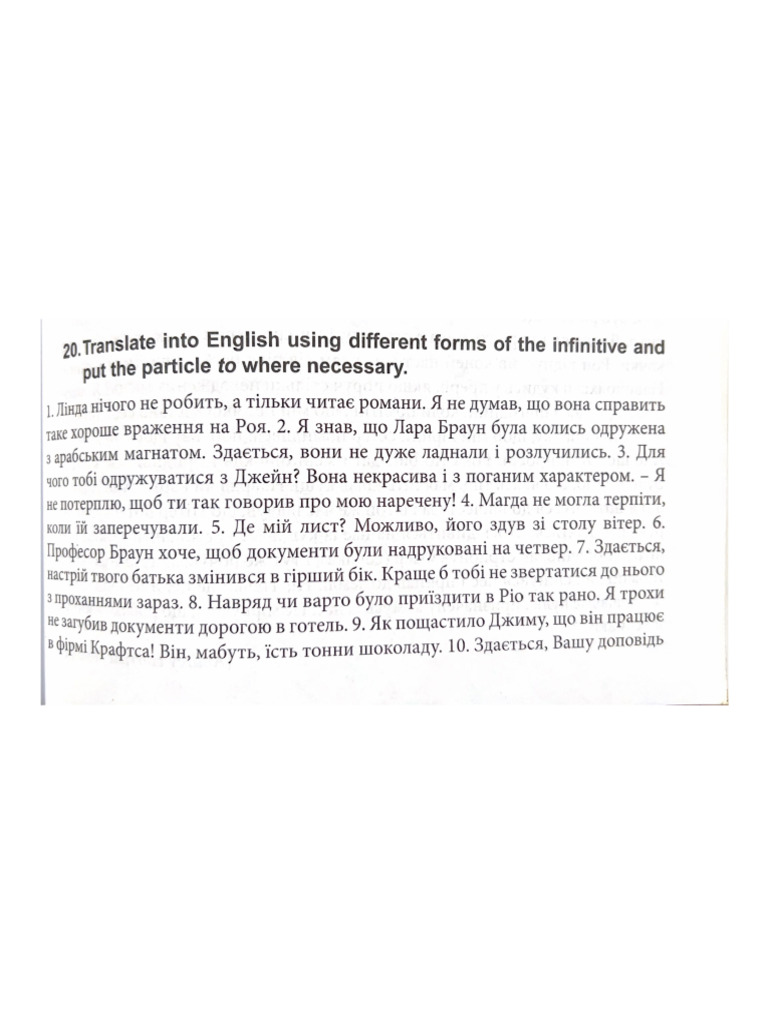 Translate Into English Using Different Forms of The Infinitive and | PDF