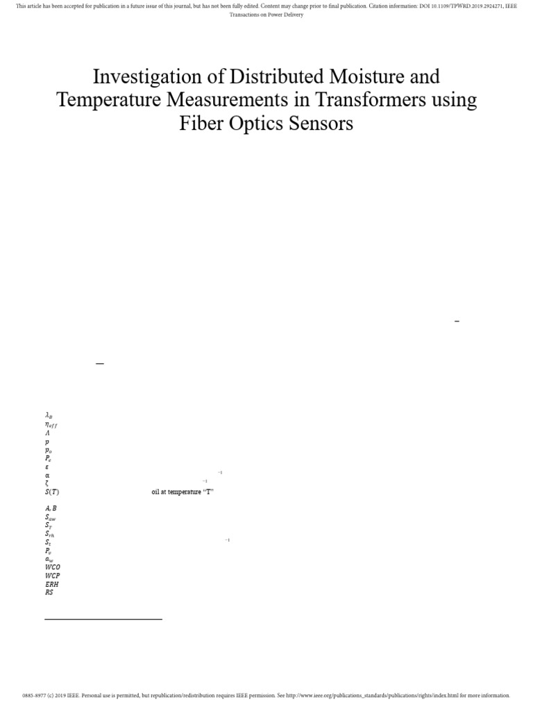 Fiber Optic Sensors for Transformer Moisture Measurement | PDF ...