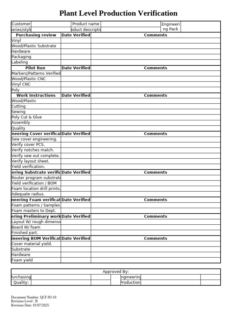 QCF-83-10 Plant Level Production Verification | PDF
