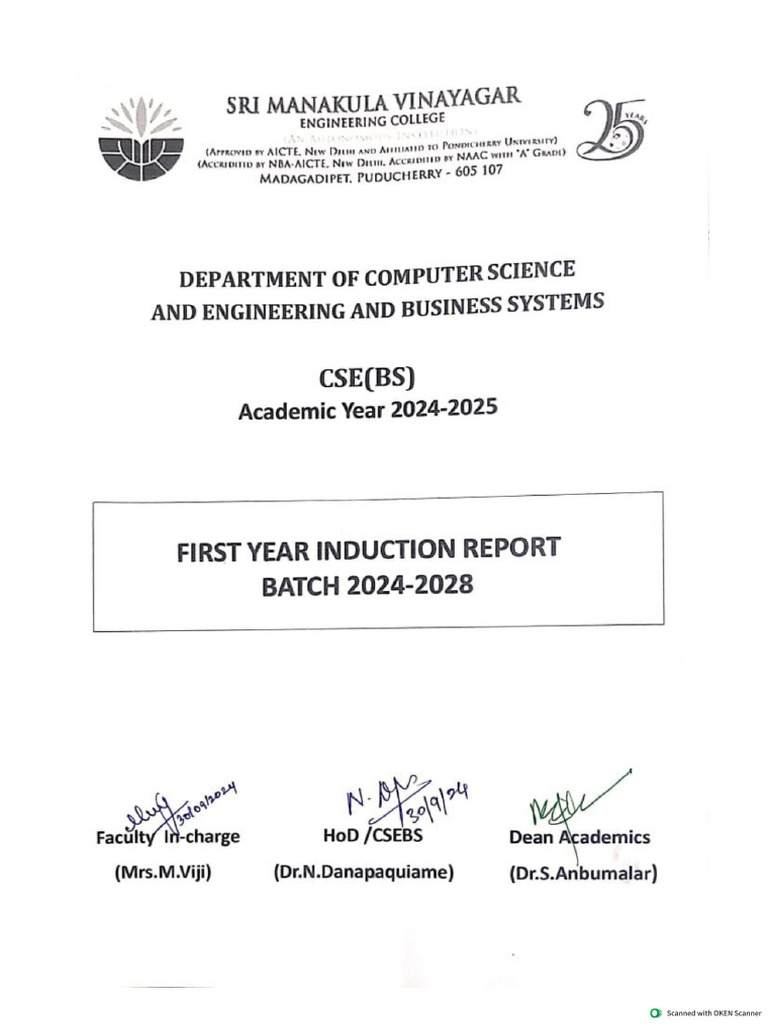 CSEBS - Induction Program Report - 2024-2028 (Scanned Copy) | PDF