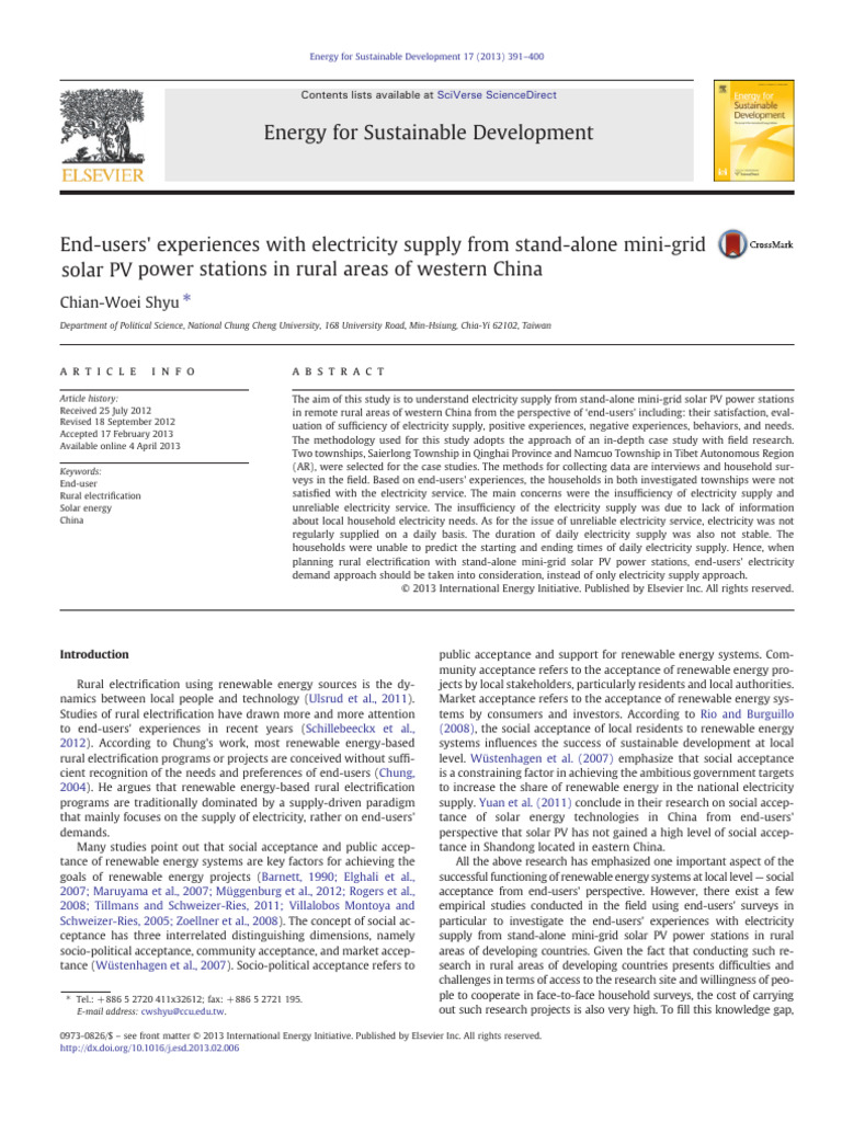 1 s2.0 S0973082613000124 Main | PDF | Rural Electrification | Electrification