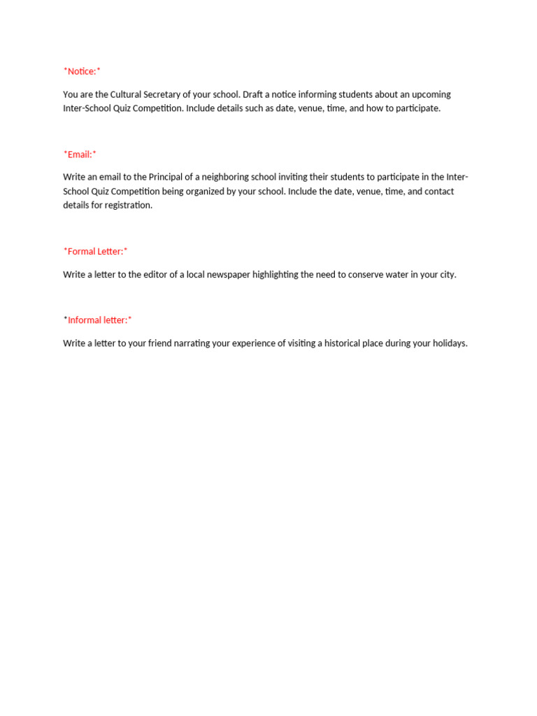 Inter-School Quiz Competition Notice | PDF