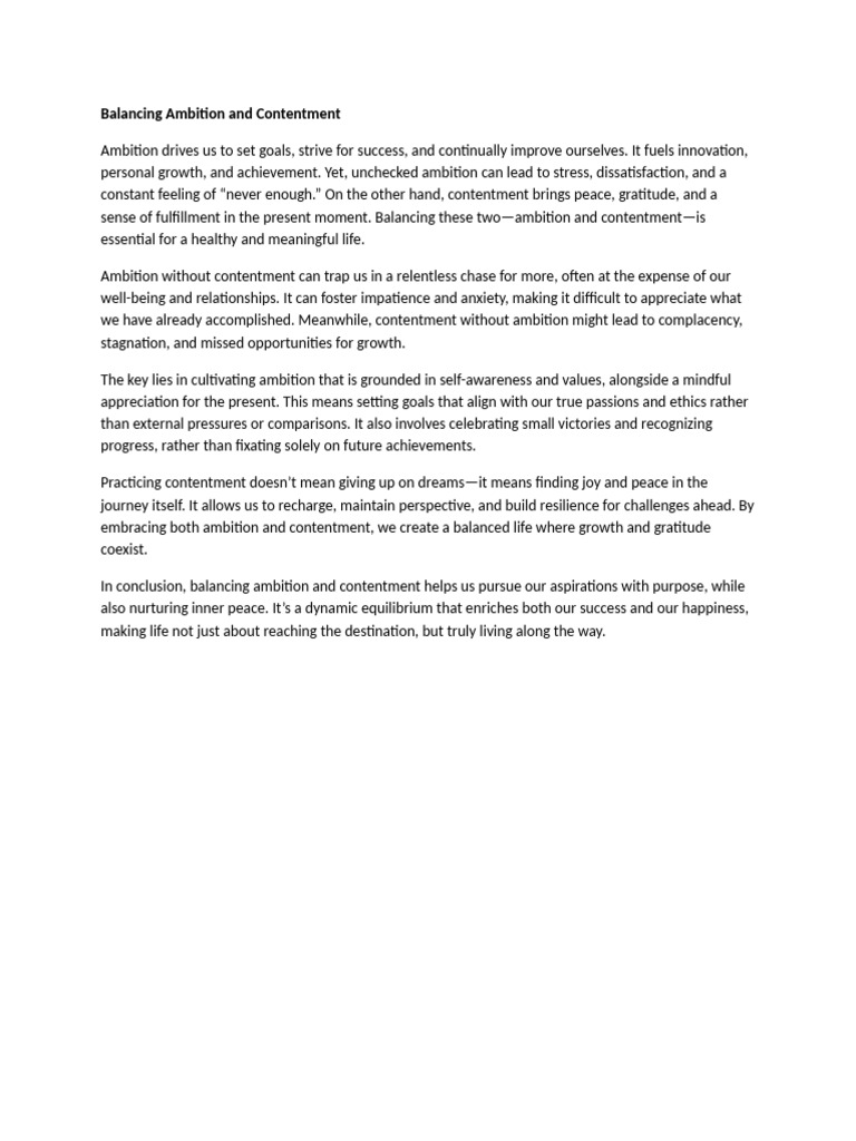 Balancing Ambition and Contentment | PDF
