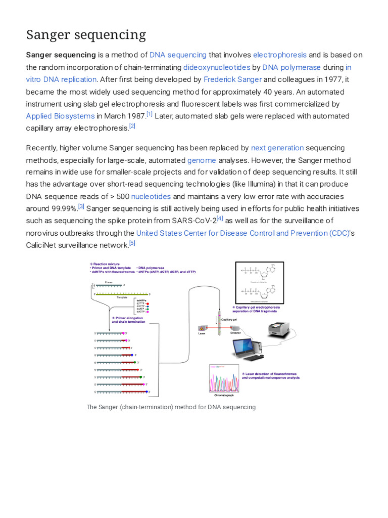 Sanger Sequencing - Wikipedia | PDF | Dna Sequencing | Biotechnology