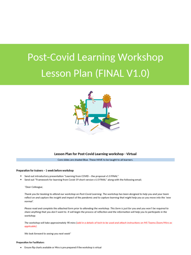 Draft Lesson Plan For Post-Covid Workshop V1.0 FINAL | PDF | Learning ...