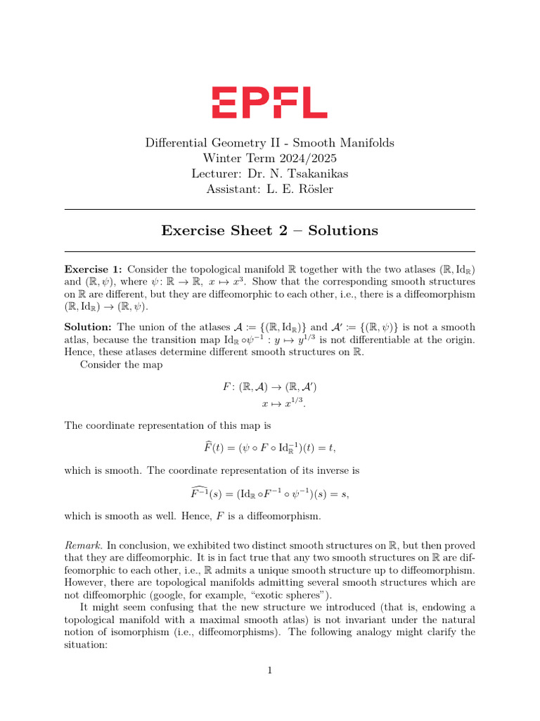 Exercise Sheet 2 - Solutions | PDF | Manifold | Group (Mathematics)