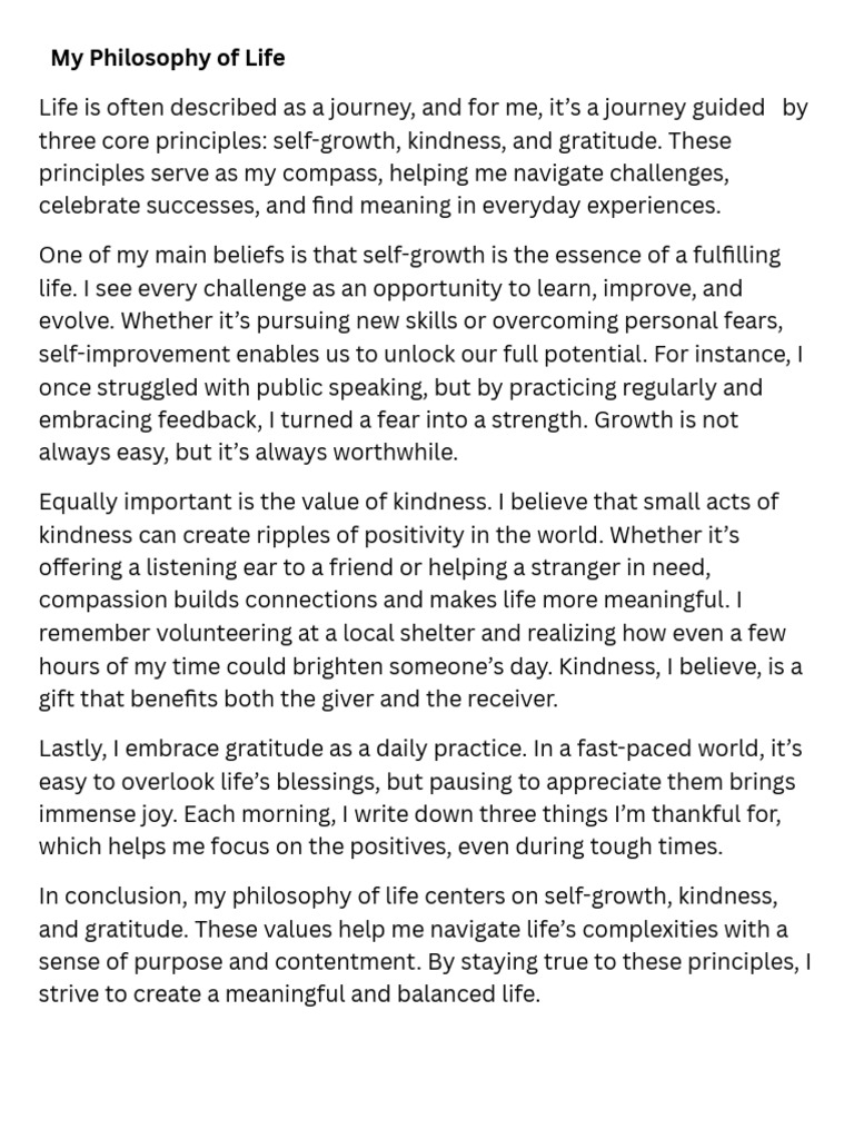 My Philosophy of Life | PDF