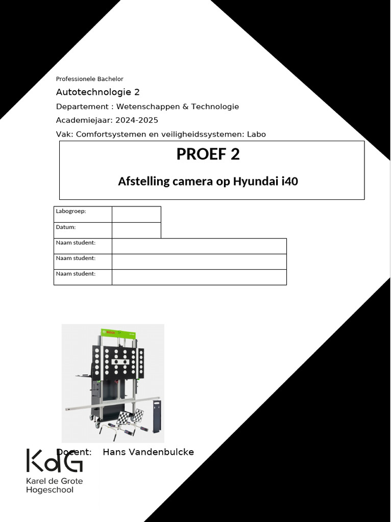 Proef 2 Afstelling Van de Camera Op Hyundai i40_v21092024-Verbetersleutel | PDF