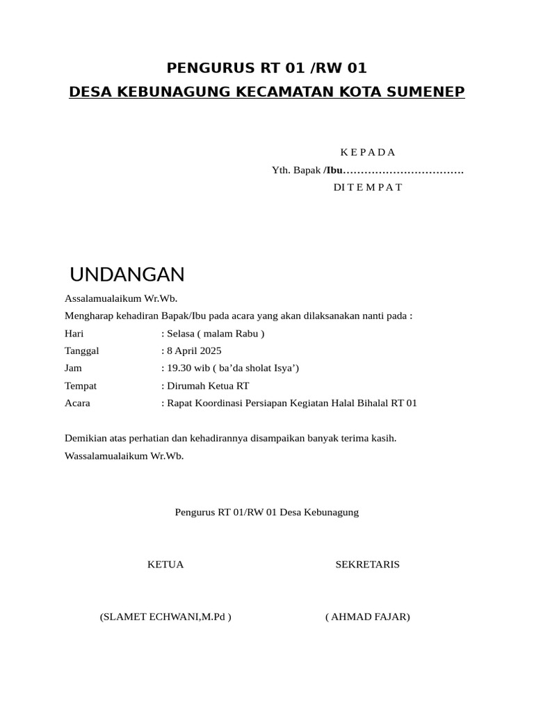 Undangan RT | PDF