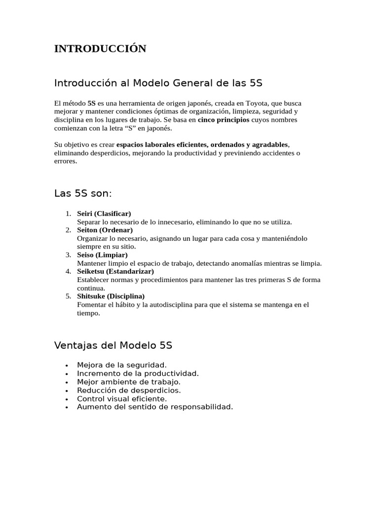 Modelo 5S: Mejora Laboral Eficiente | PDF