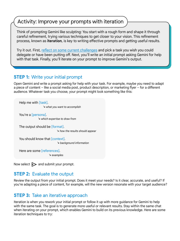 Activity - Improve Your Prompts With Iteration | PDF | Learning | Human ...