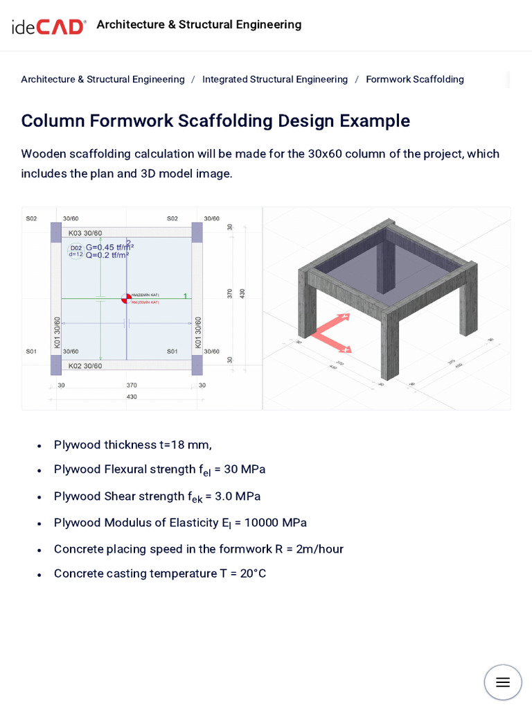 Column Formwork Scaffolding Design Example - 1745939320041 | PDF | Beam ...