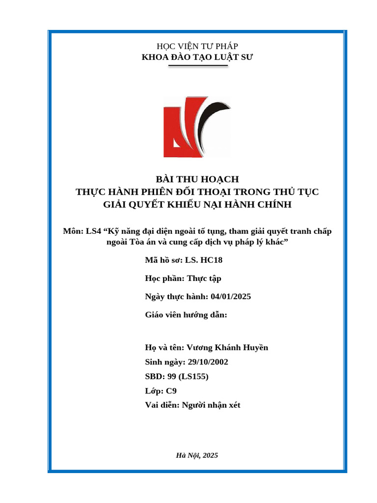 Bai Thu Hoach HS LS. HC18 | PDF