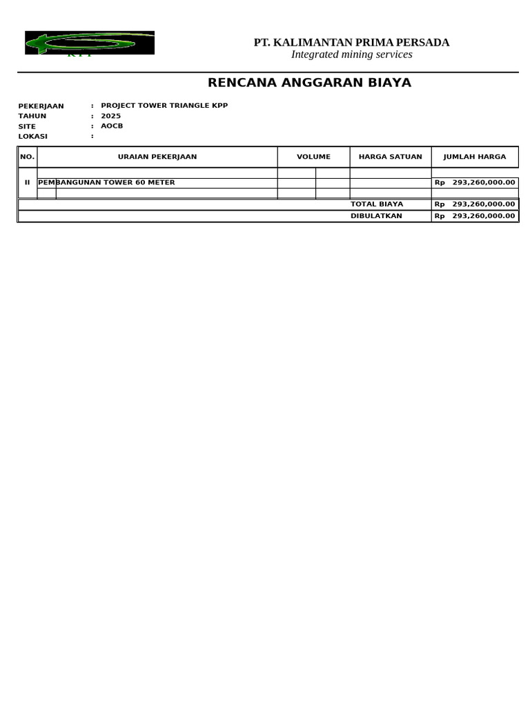 Biaya Pembangunan Tower 60 Meter | PDF