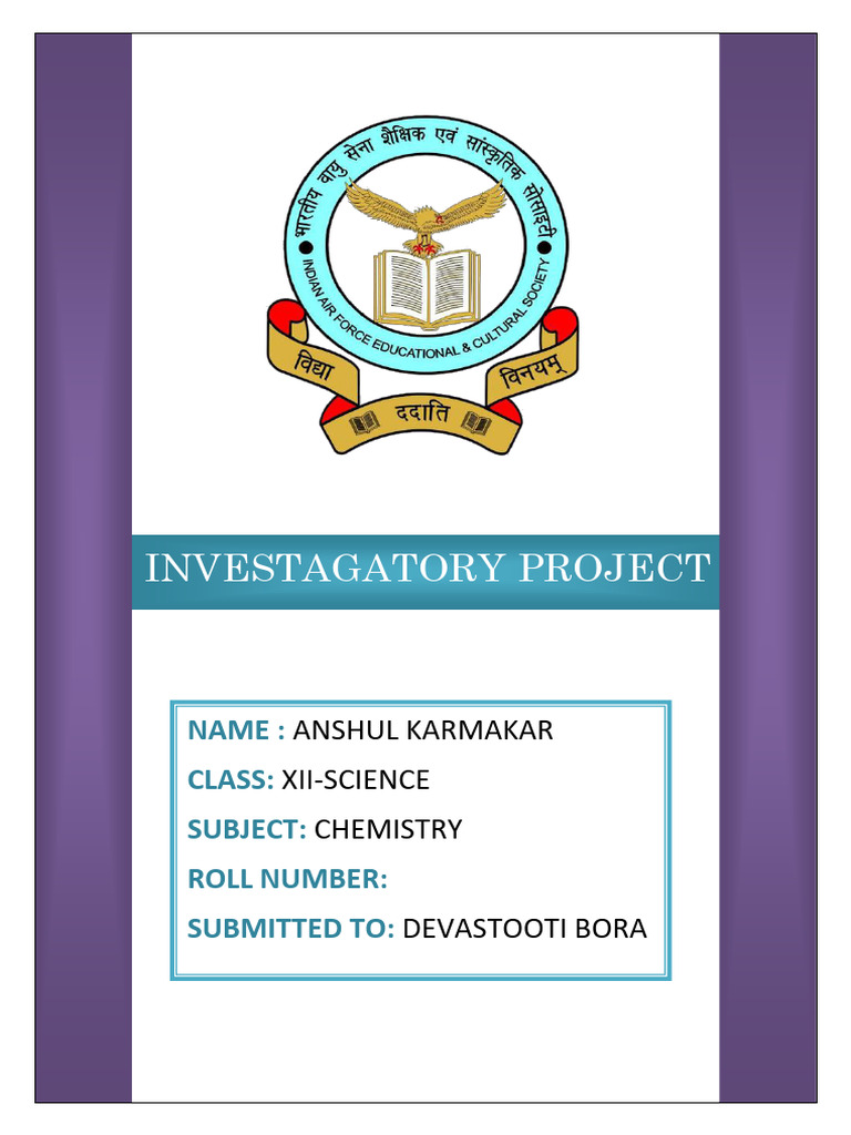 Chemistry PRJ (New Final) - Class 12 | PDF | Soy Milk | Milk