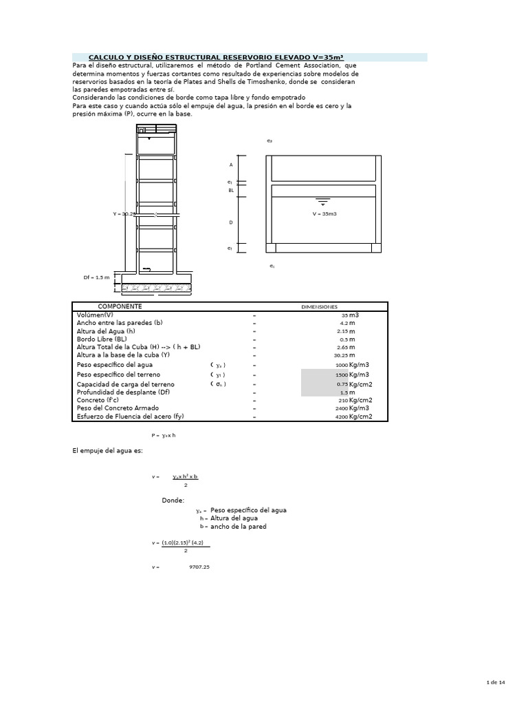 Diseño de Reservorio Elevado | PDF | Braguero | Hormigón