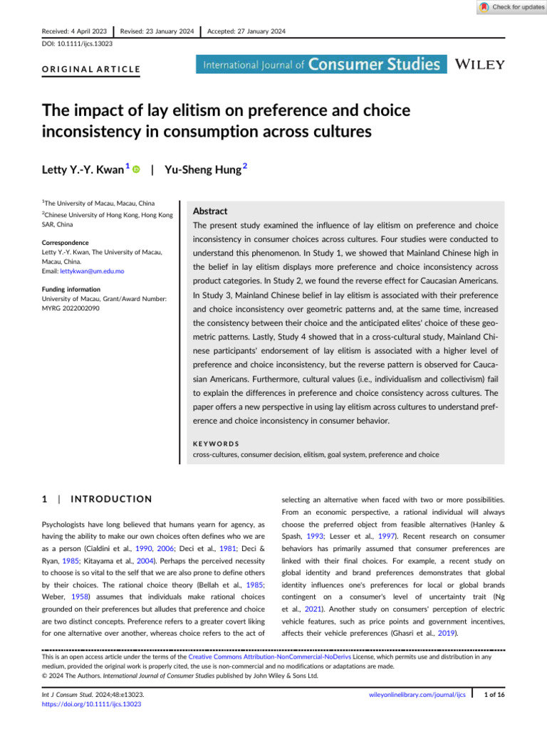 Article 6 - 2024 - Kwan - The Impact of Lay Elitism On Preference and Choice Inconsistency in ...