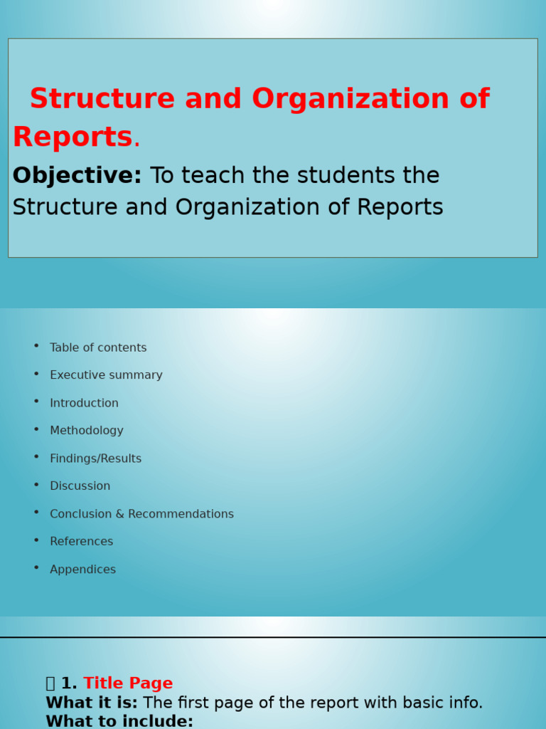 Structure and Organization of Report | PDF | Learning