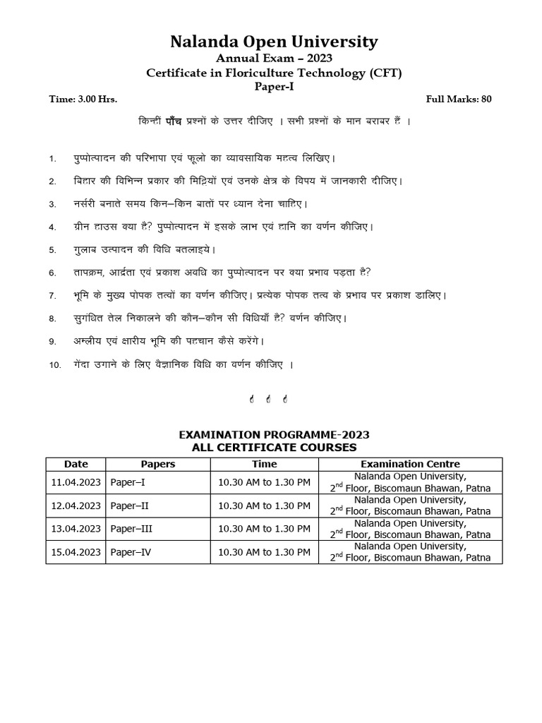 All Certificate Course 2024 Question, Nalanda Open University | PDF | Human Life Stages ...