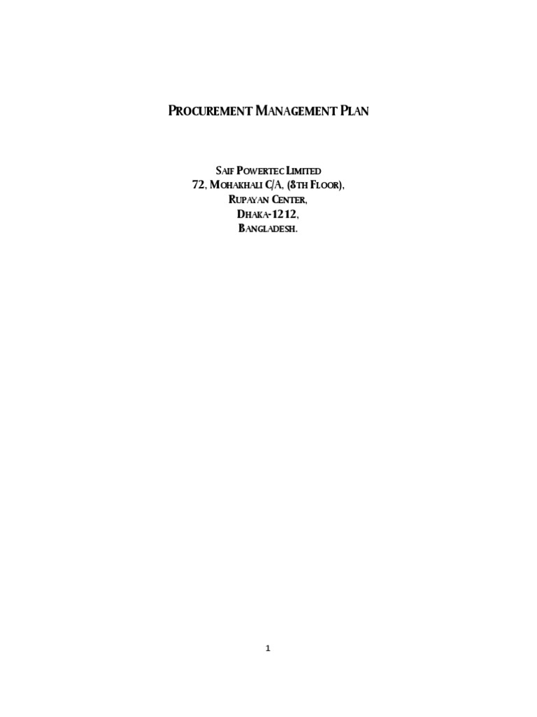 Procurement Management Plan | PDF | Procurement | Production And ...
