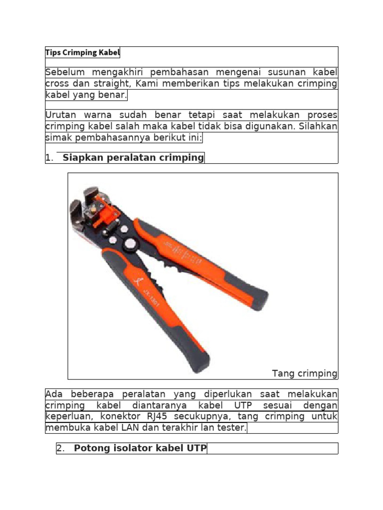 Tips Crimping Kabel RJ45 yang Benar | PDF