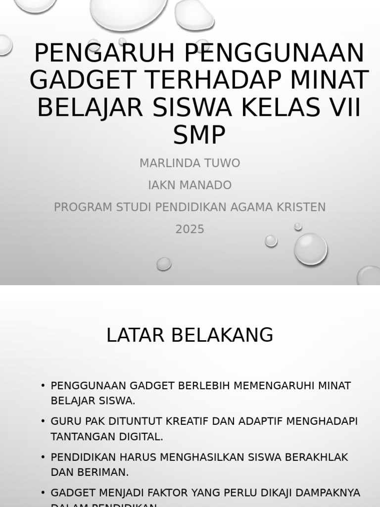 PPT Gadget Dan Minat Belajar Siswa | PDF