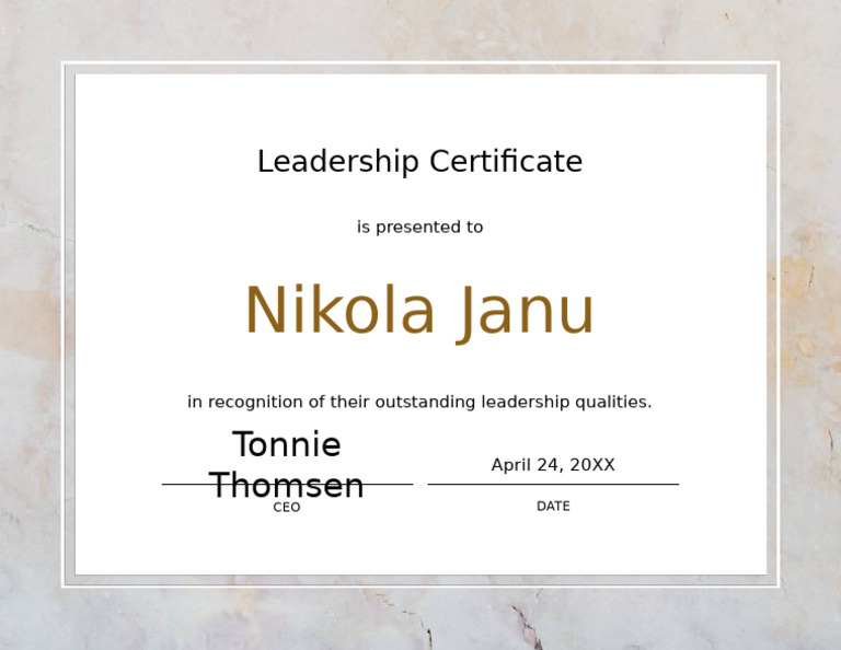 Outstanding Leadership Certificate | PDF