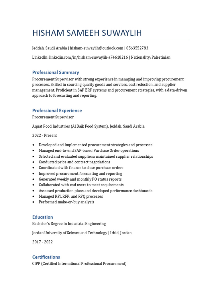 Hisham Suwaylih Resume | PDF