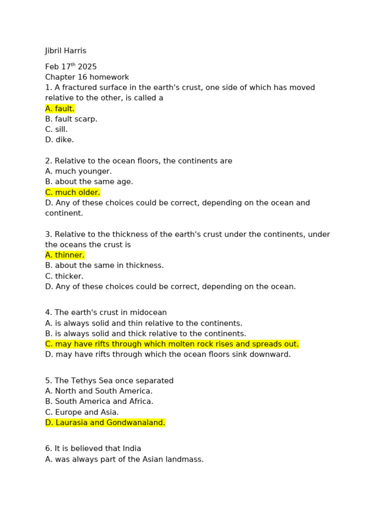 Chapter 16 Homework | PDF | Plate Tectonics | Geology