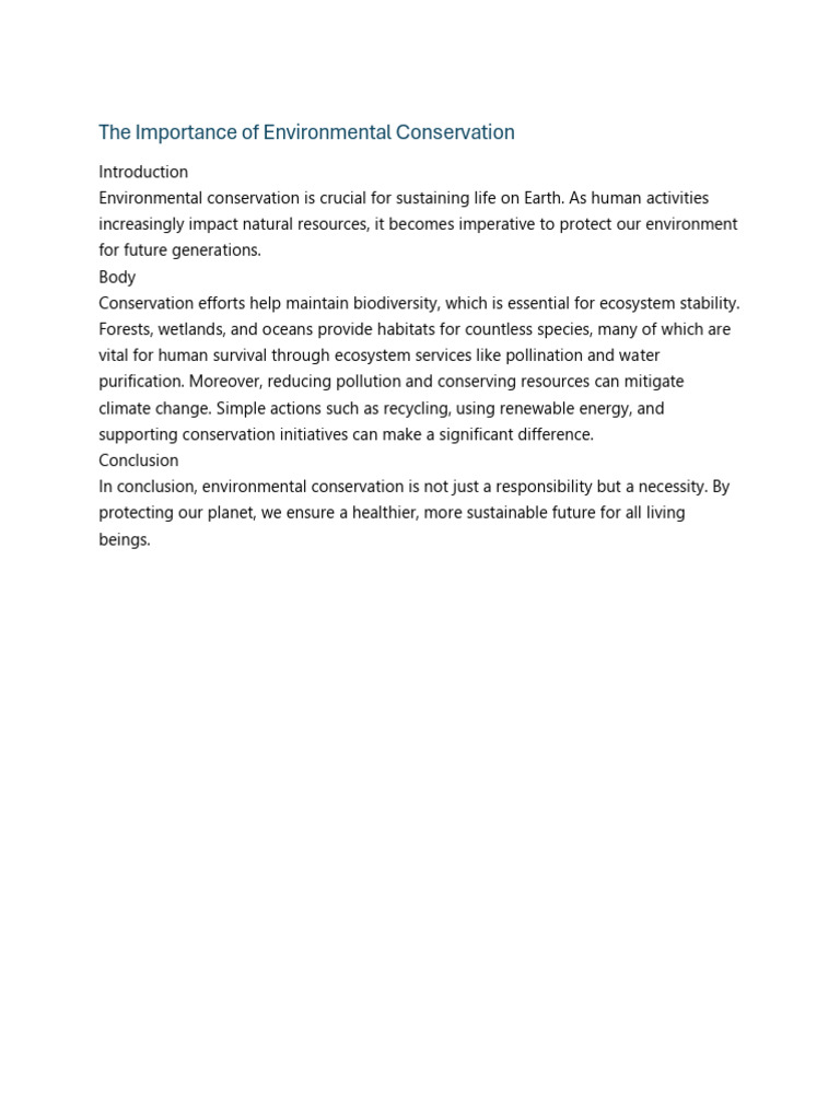 The Importance of Environmental Conservation | PDF
