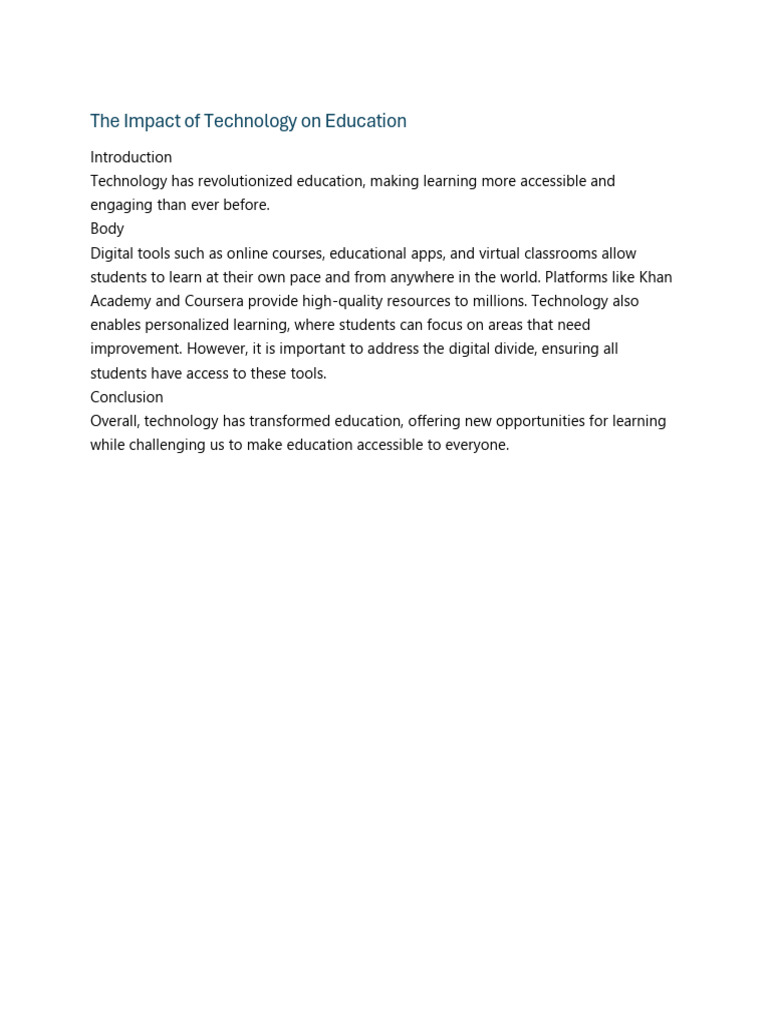 The Impact of Technology On Education | PDF