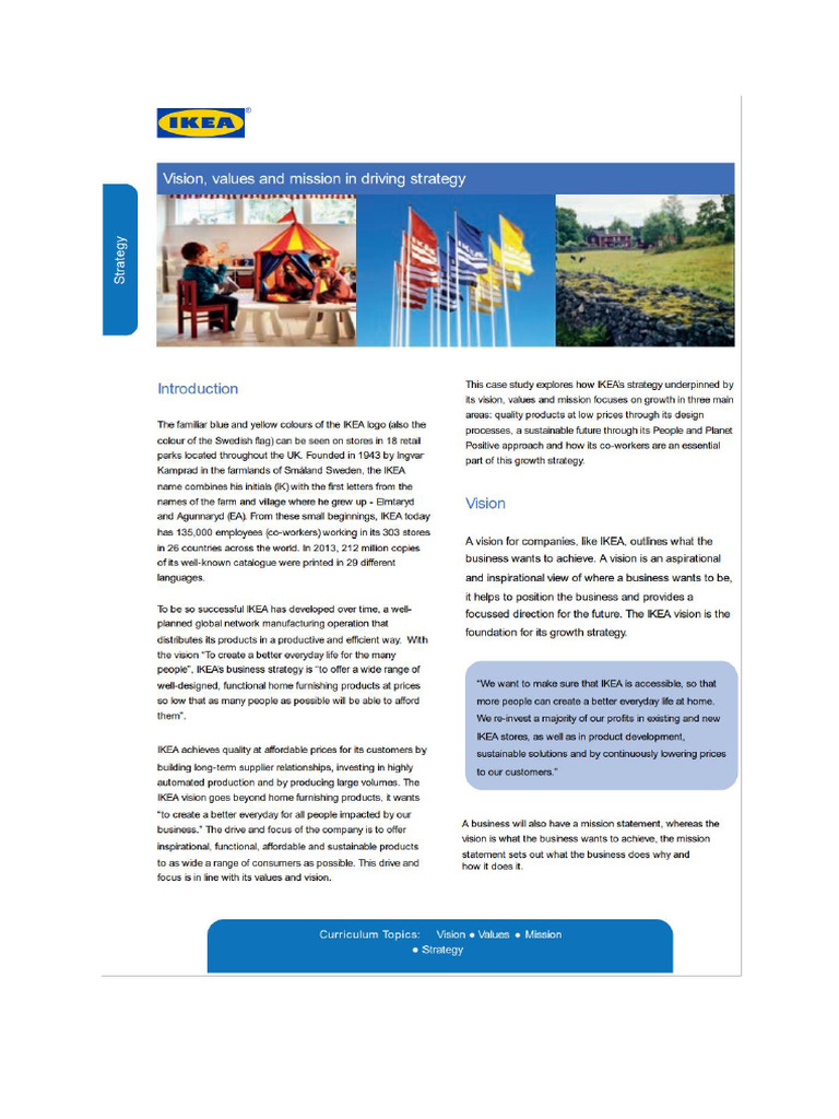 Case Study Ikea - Visi Misi Value Strategy-2 | PDF